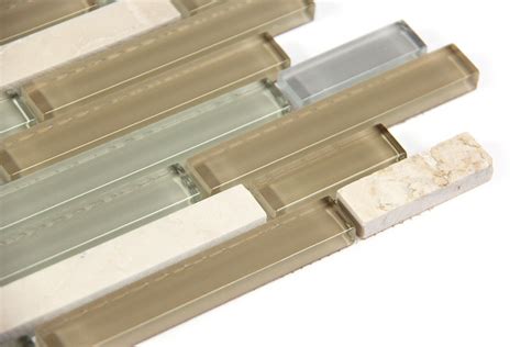 Java Tan Interlocking Linear Glass Mosaic Tile