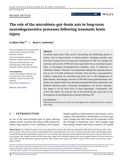 Pdf The Role Of The Microbiota‐gut‐brain Axis In Long‐term