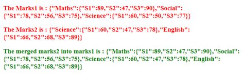 jquery extend method of merging two or more objects