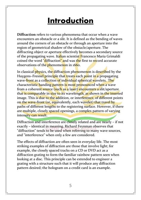 Physics Investigatory Project On Diffraction Pdf