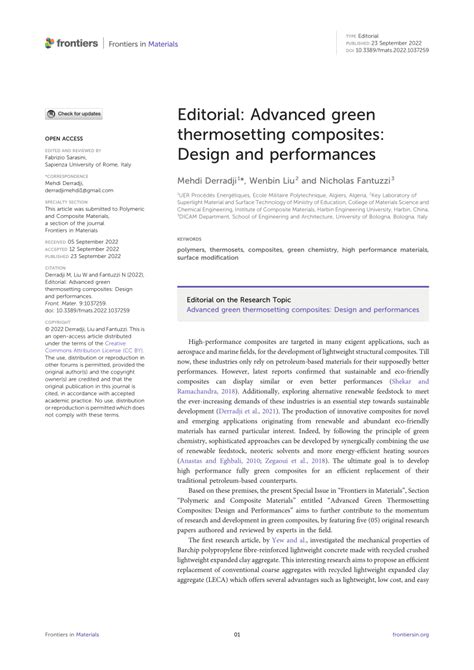 Pdf Advanced Green Thermosetting Composites Design And Performances