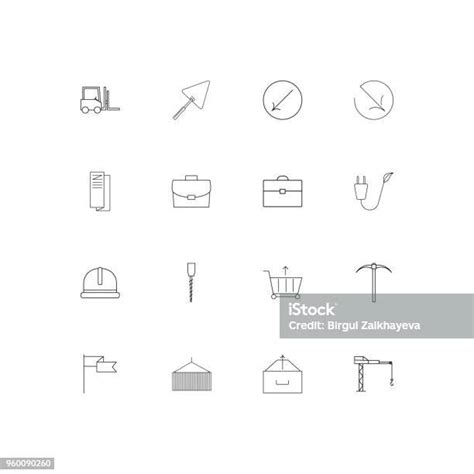 산업 선형 얇은 아이콘 설정합니다 간단한 벡터 아이콘 설명 0명에 대한 스톡 벡터 아트 및 기타 이미지 0명 드릴 디자인 Istock