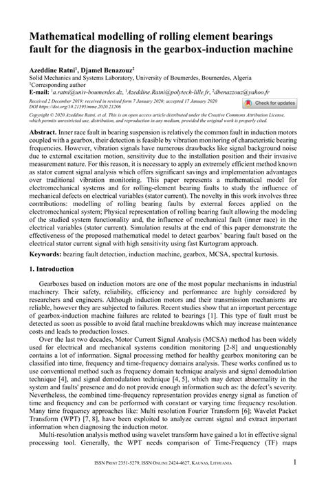 Pdf Mathematical Modelling Of Rolling Element Bearings Fault For The Diagnosis In The Gearbox
