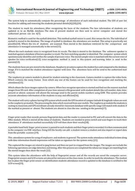 Irjet Attendance Monitoring System Using Face Detection Andface Recognition Pdf