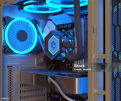 컴퓨터 게임용 Pc 인테리어 네온 불빛 수리 부품 개념 3d 렌더링 이미지 흰색 알파 0명에 대한 스톡 사진 및 기타 이미지 0명 3차원 형태 Brand Name