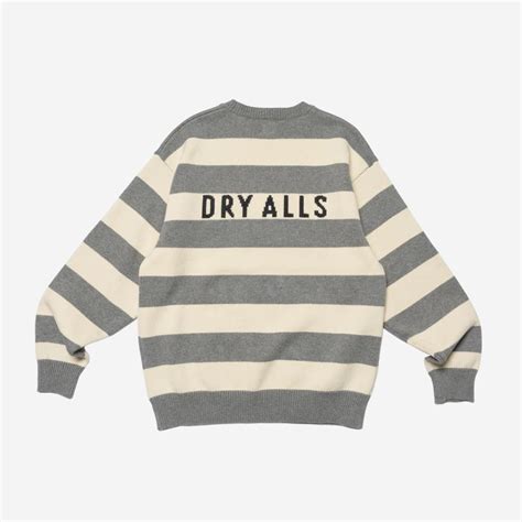 휴먼 메이드 스트라이프 하트 니트 스웨터 그레이 Human Made Kream