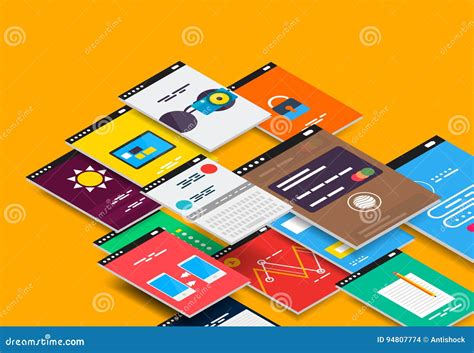 Vector Isometric Mobile App Ui Design Concept Stock Vector Illustration Of Phone Mobile 94807774