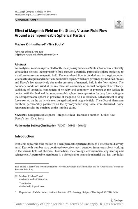 Effect Of Magnetic Field On The Steady Viscous Fluid Flow Around A Semipermeable Spherical