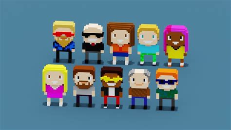 3d Model Voxel Character Collection Vr Ar Low Poly Cgtrader