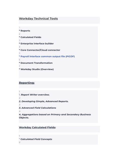 Workday Technical Tools Pdf