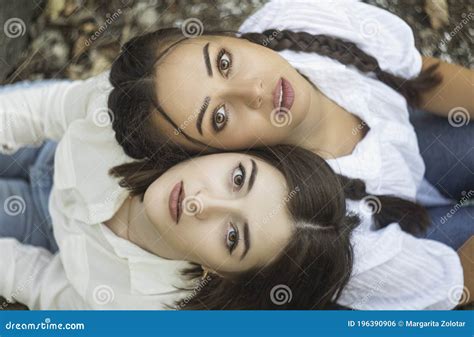 Close Up Portrait Of Two Girls Protecting Same Sex Relationships Feminism Stock Photo Image