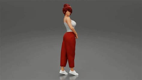 3d File Beautiful Young Woman Model In A Stylish Lace Top Pants And Sneakers 3d Print Model 👩・3d