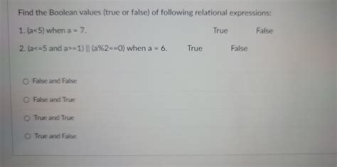 Solved Find The Boolean Values True Or False Of Following Chegg