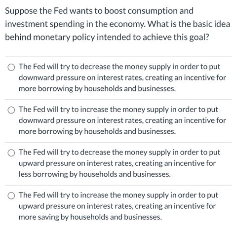 Solved Suppose The Fed Wants To Boost Consumption And