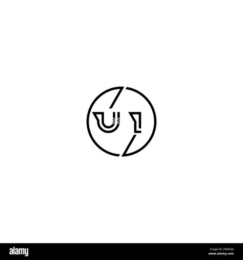 Ui Simple Outline Concept Logo And Circle Of Initial Design Black And White Background Stock