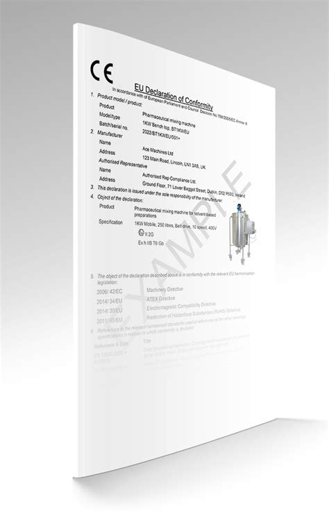 Ce Marking Declaration Of Conformity Template• Self Assessment• Machinery Directive• Atex