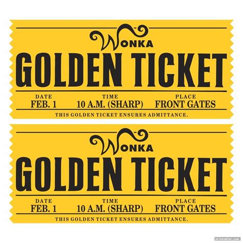 Free Printable Wonka Golden Ticket Template Content Calendar Template