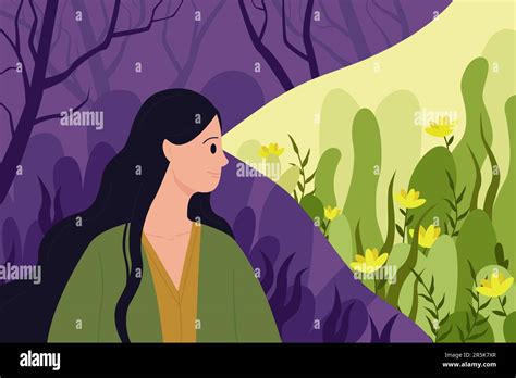 Optimistic Outlook And Focus On Good Future Ahead Psychology Concept Vector Illustration