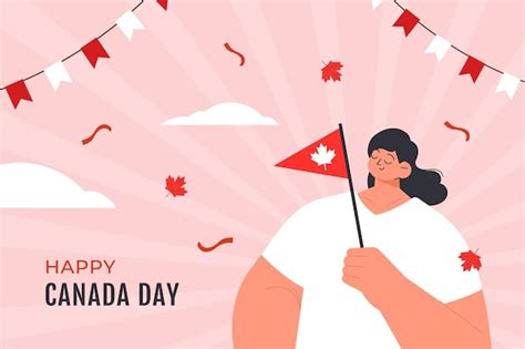 캐나다 데이 축하를 위한 평평한 배경 무료 벡터