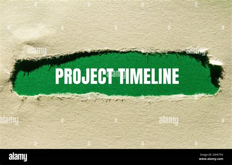 Project Timeline Message Written On Ripped Torn Paper With Green Background Conceptual Project