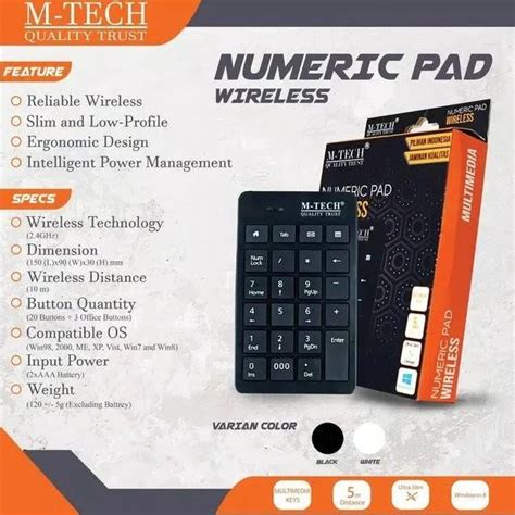 jual keyboard angka wireless wireless numeric keyboard m tech mtech