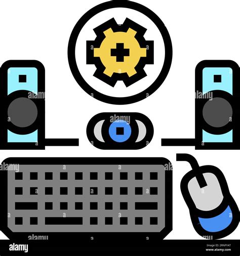 Peripheral Setup Repair Computer Color Icon Vector Illustration Stock