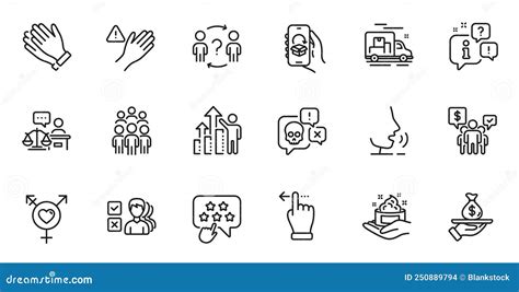 Outline Set Of Genders Friends World And Love Letter Line Icons For Web Application For Design