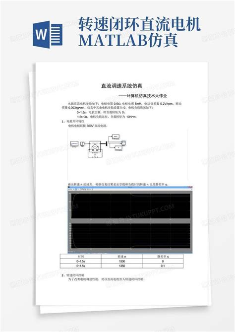转速闭环直流电机matlab仿真word模板下载 编号lvrykmyp 熊猫办公