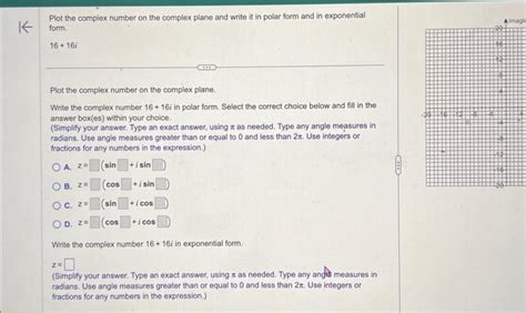 Solved Plot The Complex Number On The Complex Plane And Chegg Com