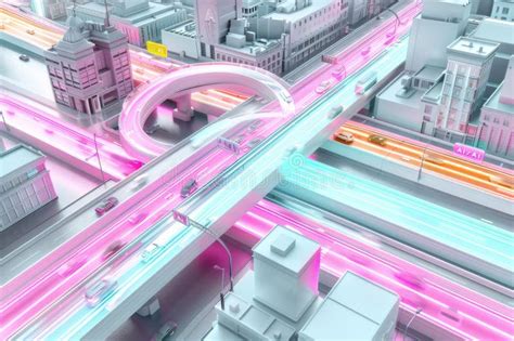 Futuristic City With Neon Highways Advanced Urban Infrastructure Digital Ai Concept Vibrant