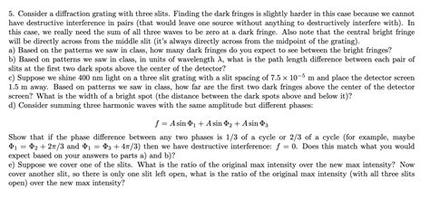 Solved 5 Consider A Diffraction Grating With Three Slits