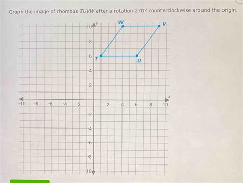 Solved Graph The Image Of Rhombus Tuvw After A Rotation 270