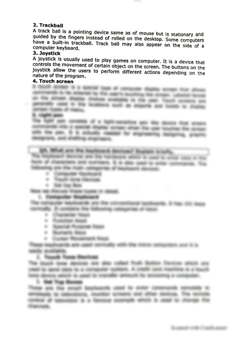 Solution Input Devices And Output Devices With Their Types Complete Explanation With Questions