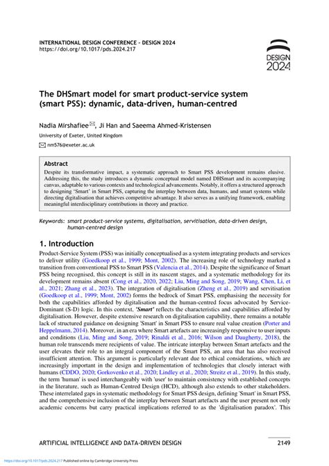 Pdf The Dhsmart Model For Smart Product Service System Smart Pss Dynamic Data Driven