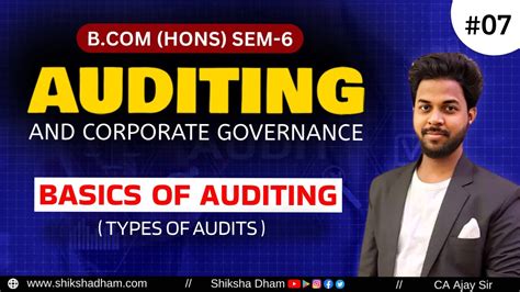Auditing Class For Bcom Types Of Audits Part 7 Basics Of Auditing By Ca Ajay Sir Youtube