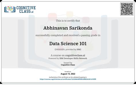 IBM DS0101EN Certificate CognitiveClass IBM DS0101EN Certificate CognitiveClass