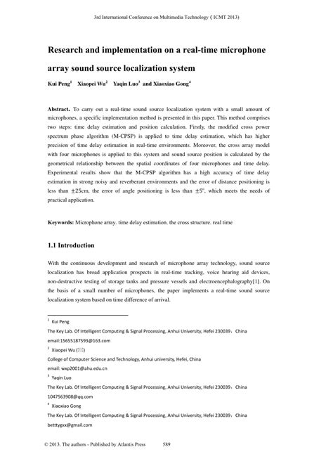 Pdf Research And Implementation On A Real Time Microphone Array Sound