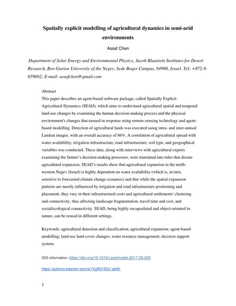 Pdf Spatially Explicit Modelling Of Agricultural Dynamics In Semi