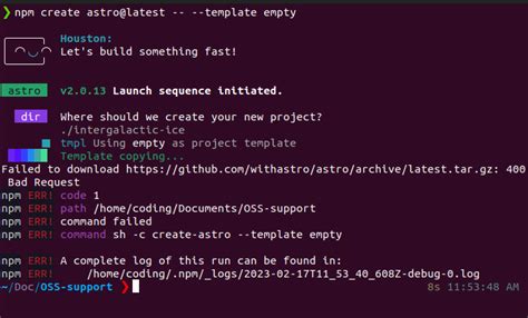 `create Astro Template` Passing Non Existent Folder Arg · Issue 6275 · Withastroastro