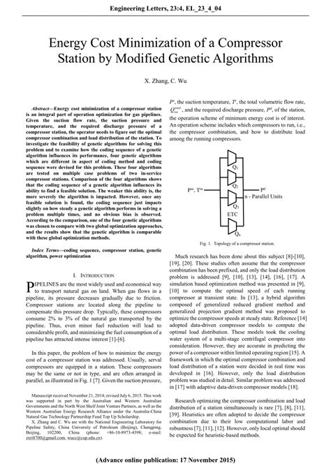 pdf energy cost minimization of a compressor station by modified