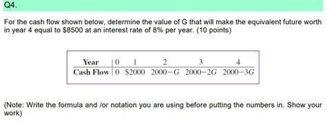 Solved For The Cash Flow Shown Below Determine The Value Of