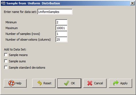 Random Sample From A Uniform Distribution In R Commander The Analysis Factor