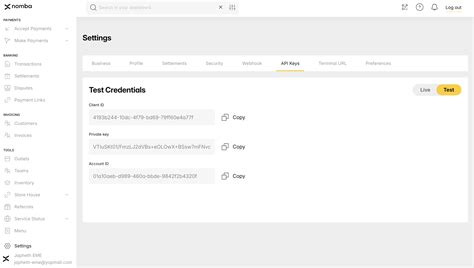 Get Api Keys Nomba Developers