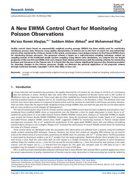 Pdf A New Ewma Control Chart For Monitoring Poisson Observations