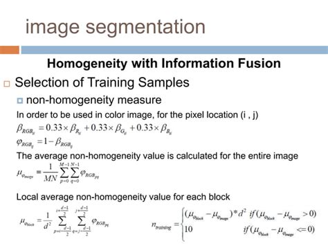 Image Segmentation And Defect Detection Techniques Using Homogeneity Ppt