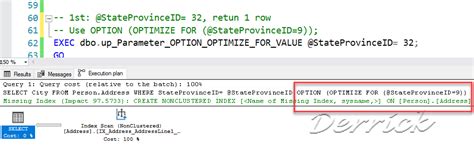 德瑞克：sql Server 學習筆記 Sql Server Parameter Sniffing Option Optimize For Value