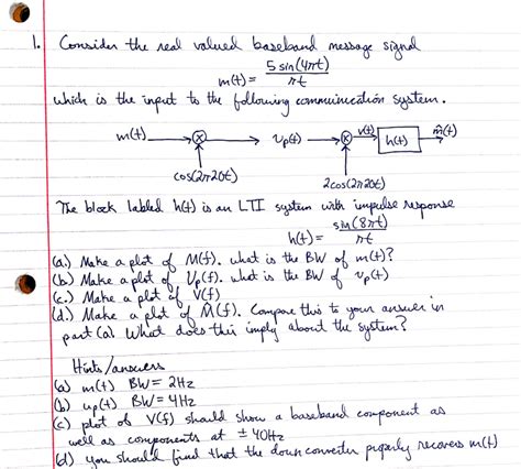 solved 1 consider the real valued baseband message signal 5