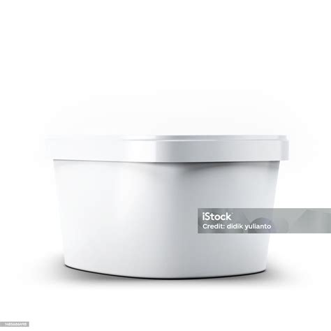 3d 렌더링 당신의 디자인과 로고 모형을 위한 아이스크림 콘테이너의 백색 플라스틱 상자 당신의 디자인 성분을 위해 적당한 0명에 대한 스톡 사진 및 기타 이미지 Istock
