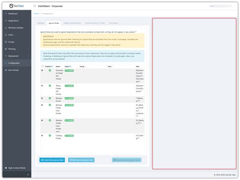 Layout Issues Configuration Ignore Rules Vulndetect An