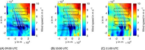 Wind Speed Contour Plots And Assigned Wake Boundaries Of The Wrf Output Download Scientific